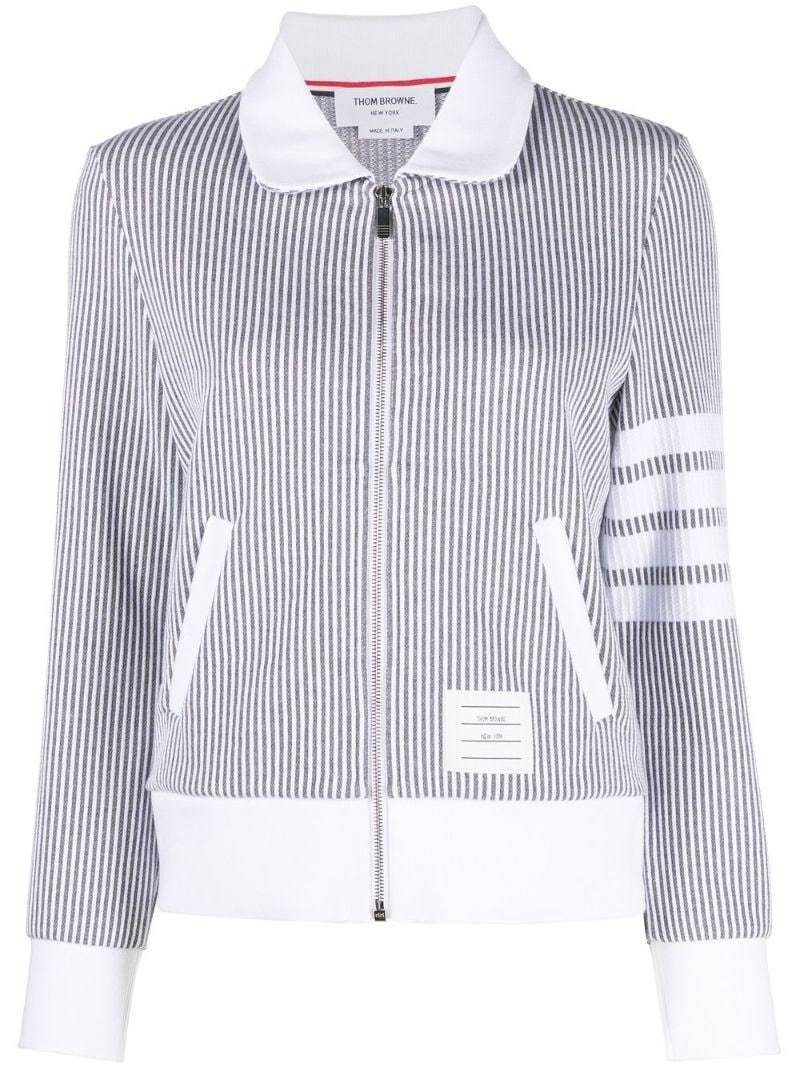 THOM BROWNE Thom Browne Zip-Fastening Seersucker Jacket with Signature Stripes